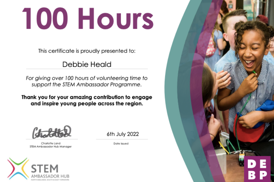 Managing Director Debbie Heald rewarded with Over 100 Hours Award From ...